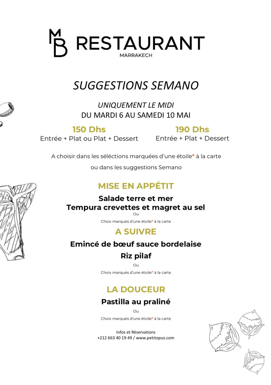 Menu - RESTAURANT MB MARRAKECH